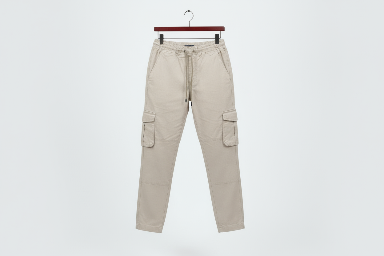 Men’s Slim Fit Cargo Jogger Pants – Khaki Beige – MSTRR